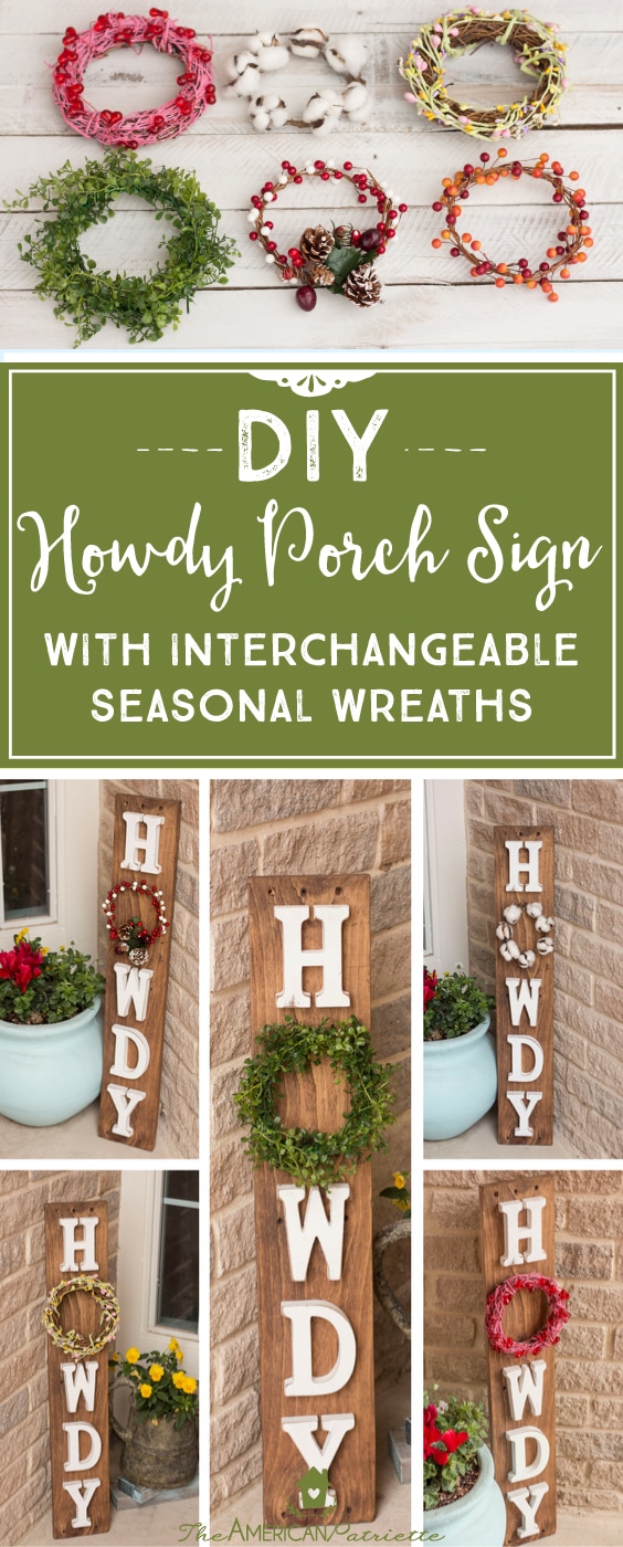 DIY Howdy Front Porch Pallet Sign with Interchangeable Seasonal Wreaths ...